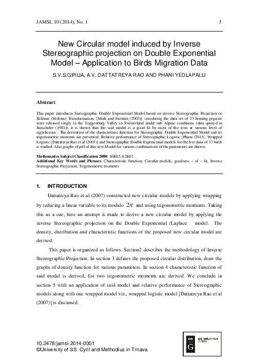 (PDF) New Circular model induced by Inverse Stereographic projection on ...