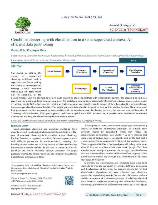 Combined clustering with classification in a semi-supervised context: An efficient data partitioning