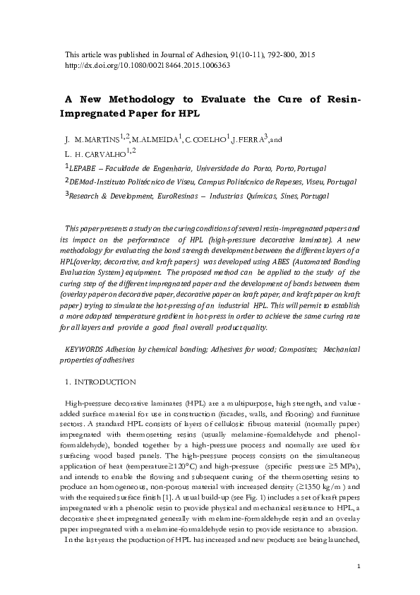 (PDF) A New Methodology to Evaluate the Cure of Resin-Impregnated Paper ...