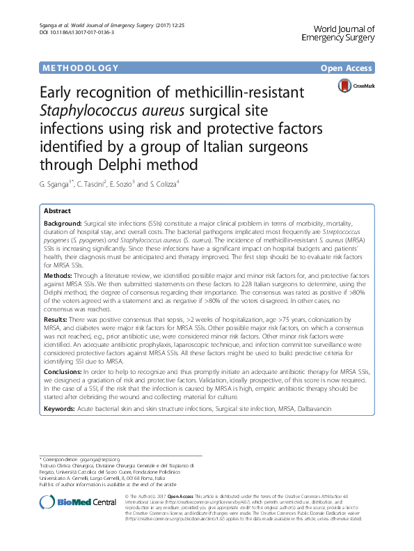 (PDF) Early recognition of methicillin-resistant Staphylococcus aureus surgical site infections ...