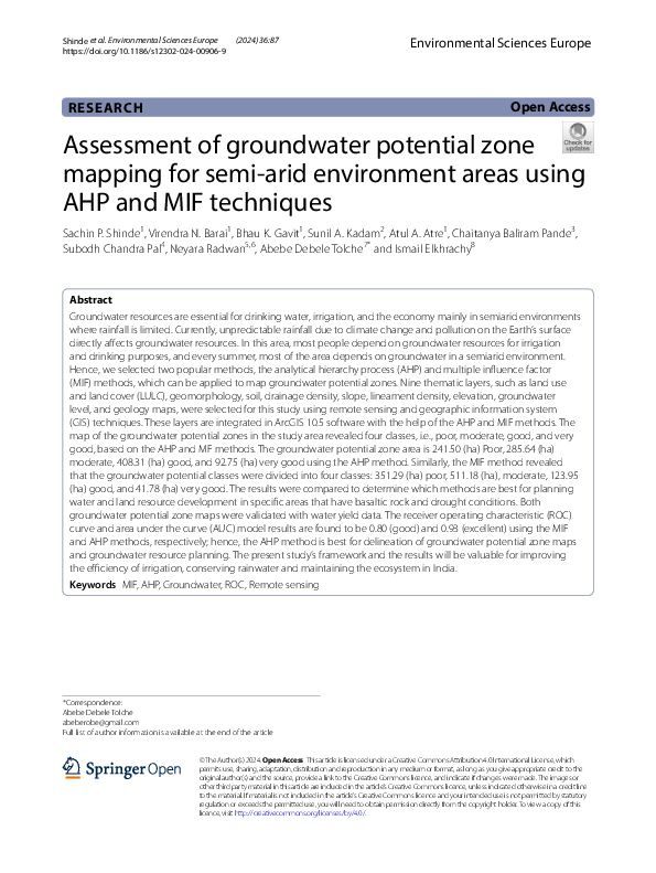 (PDF) Assessment of groundwater potential zone mapping for semi-arid environment areas using AHP ...
