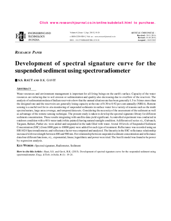 (PDF) Development of spectral signature curve for the suspended ...