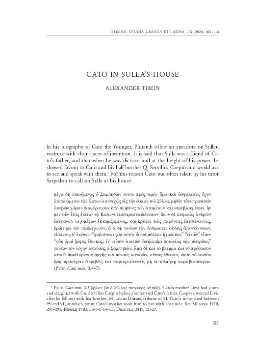 (PDF) CATO IN SULLA'S HOUSE