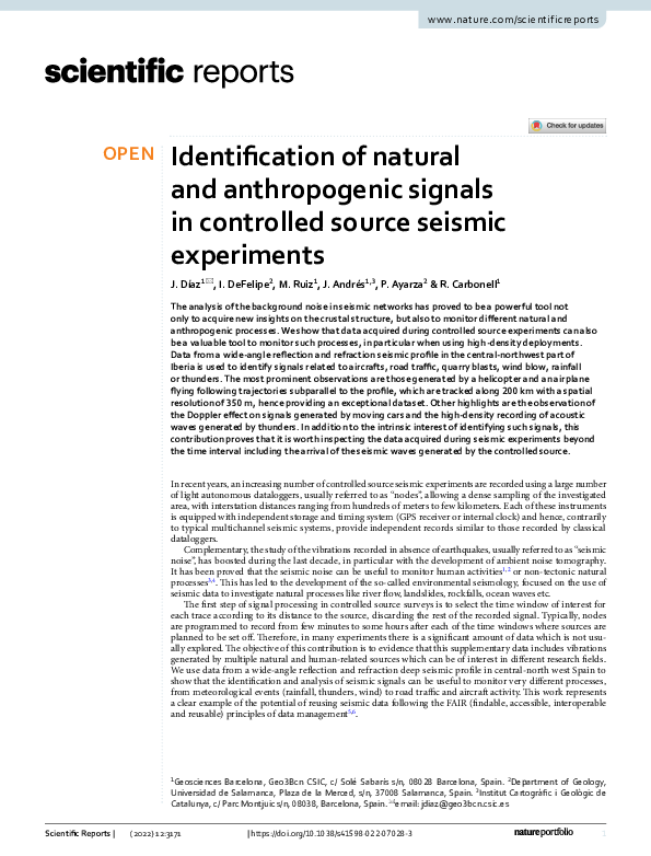 (PDF) Identification of natural and anthropogenic signals in controlled ...