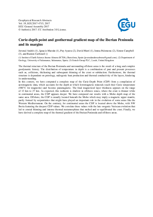(PDF) Curie-depth point and geothermal gradient map of the Iberian ...