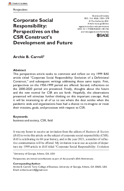 (PDF) Corporate Social Responsibility: Perspectives on the CSR ...