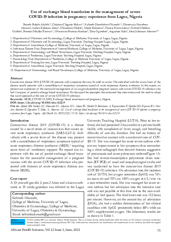 (PDF) Use of exchange blood transfusion in the management of severe ...
