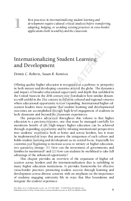 (PDF) Internationalizing Student Learning and Development