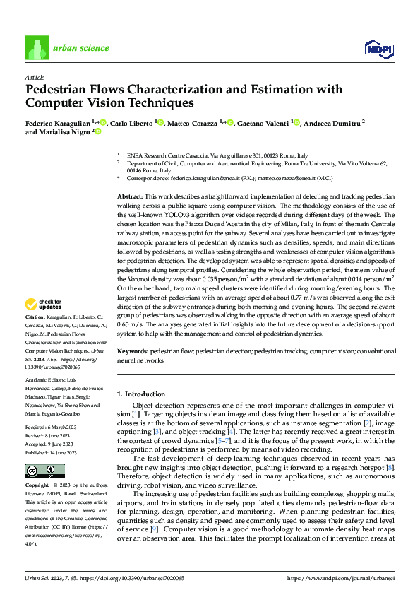 (PDF) Pedestrian Flows Characterization and Estimation with Computer Vision Techniques