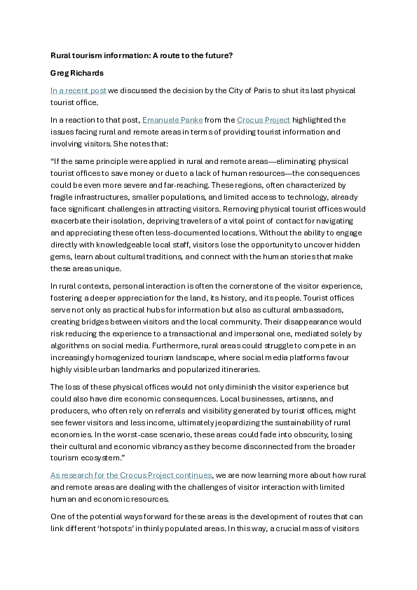 (PDF) Rural tourism information: A route to the future