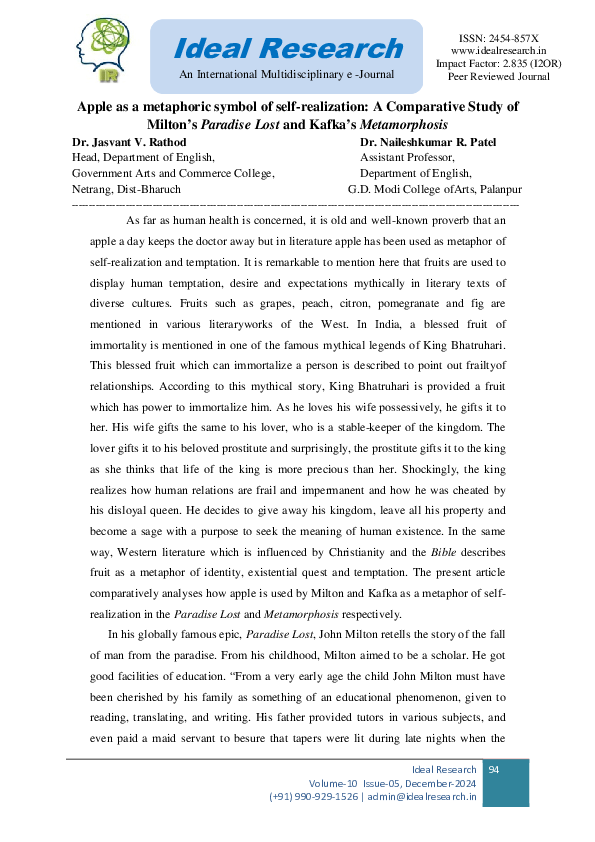 (PDF) Apple as a Metaphor of Self Realization: A Comparative Study of ...
