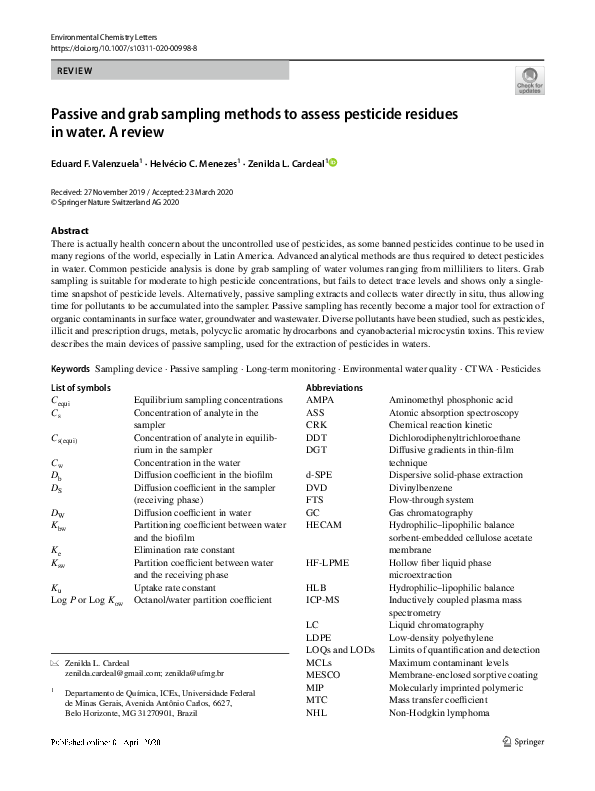(PDF) Passive and grab sampling methods to assess pesticide residues in ...