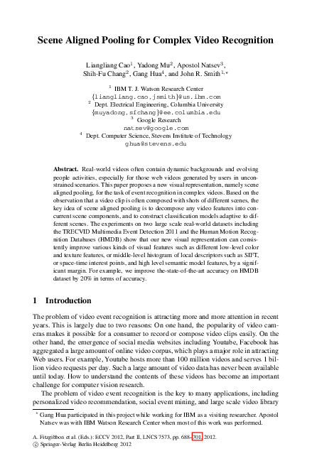 (PDF) Scene Aligned Pooling for Complex Video Recognition