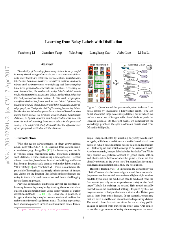 (PDF) Learning from Noisy Labels with Distillation
