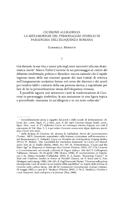 Cicerone allegorico: la metamorfosi del personaggio storico in ...