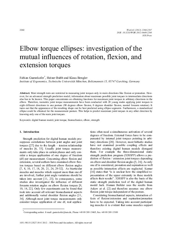 Elbow torque ellipses: investigation of the mutual influences of ...