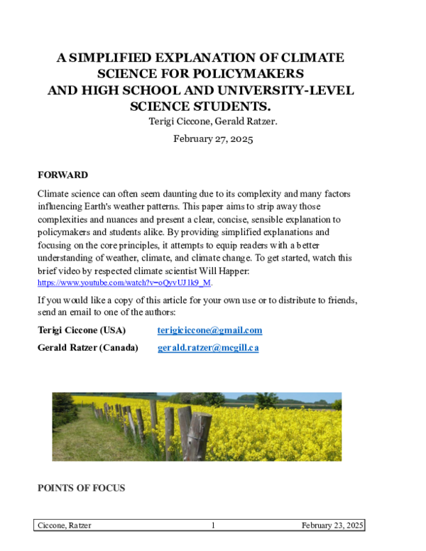 (PDF) A SIMPLIFIED EXPLANATION OF CLIMATE SCIENCE FOR POLICYMAKERS AND ...