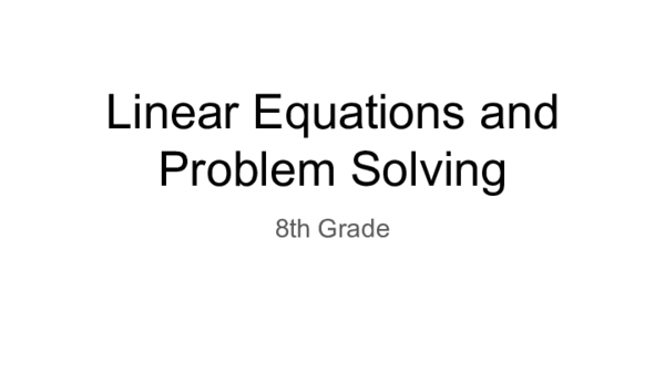 (PDF) Linear Equations and Problem Solving
