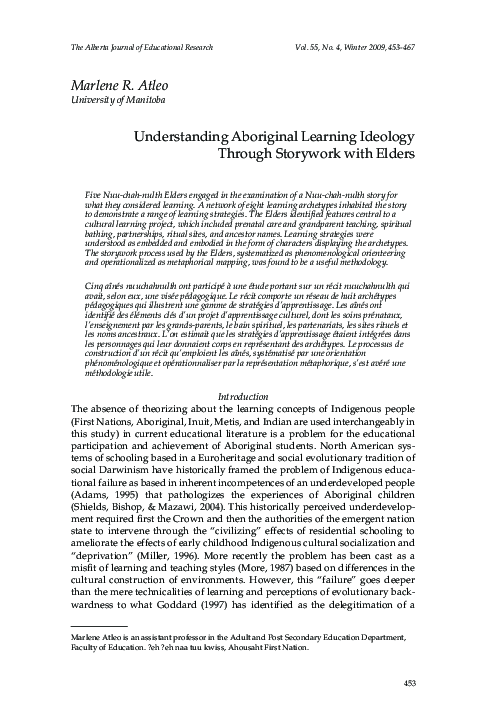 (PDF) Understanding Aboriginal Learning Ideology Through Storywork with Elders