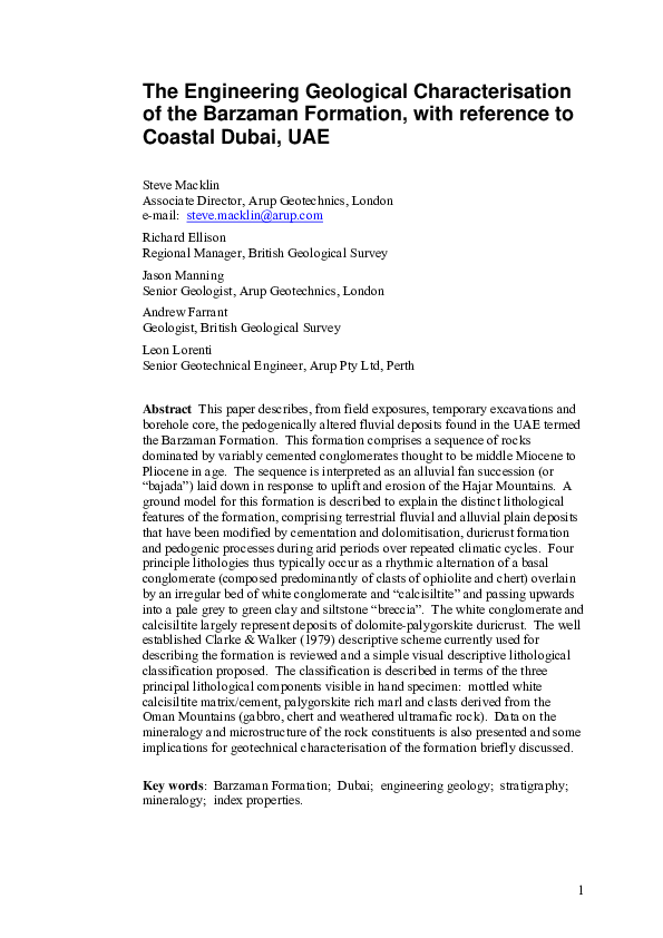 (PDF) Engineering geological characterisation of the Barzaman Formation ...