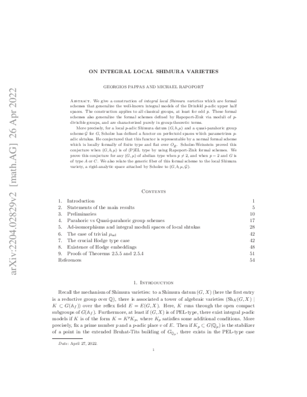 (PDF) On integral local Shimura varieties