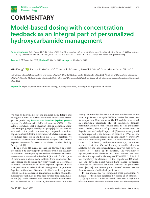 (PDF) Model-based dosing with concentration feedback as an integral ...