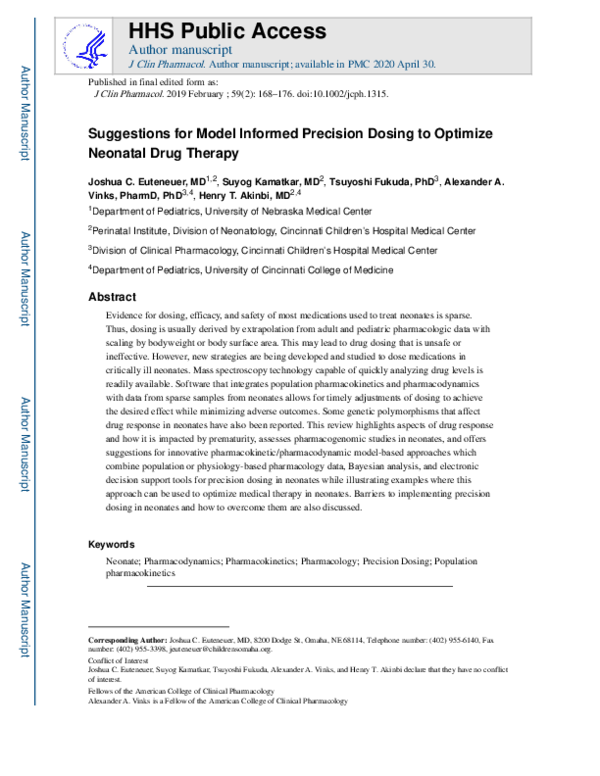 (PDF) Suggestions for Model-Informed Precision Dosing to Optimize ...