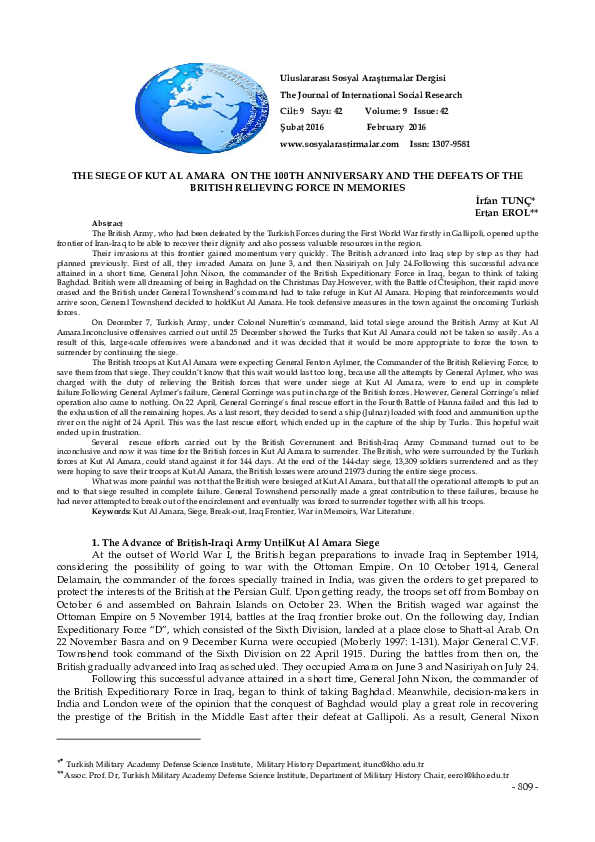 (PDF) The Siege of Kut Al Amara on the 100TH Anniversary and the ...