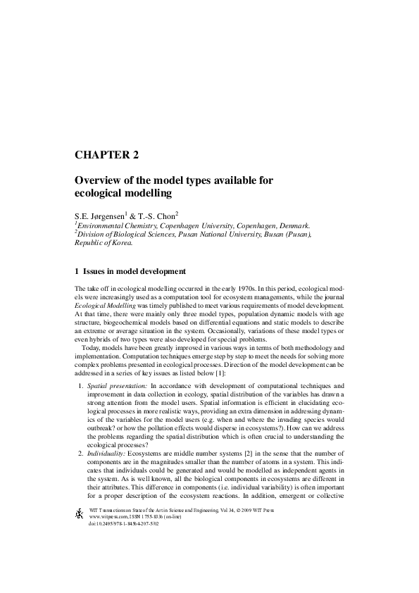 (PDF) Overview Of The Model Types Available ForEcological Modelling