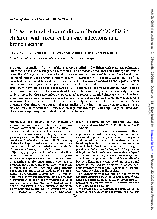 (PDF) Ultrastructural abnormalities of bronchial cilia in children with ...