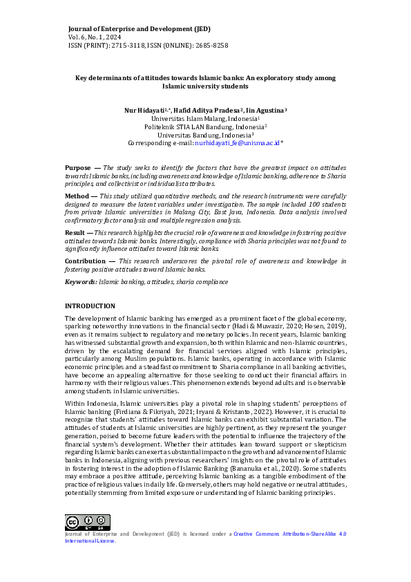 (PDF) Key determinants of attitudes towards Islamic banks: An exploratory study among Islamic ...