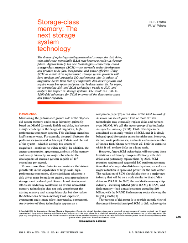 Storage-class memory: The next storage system technology