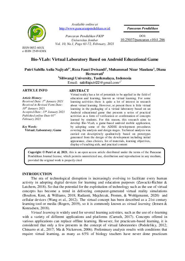 (PDF) Bio-VLab: Virtual Laboratory Based on Android Educational Game