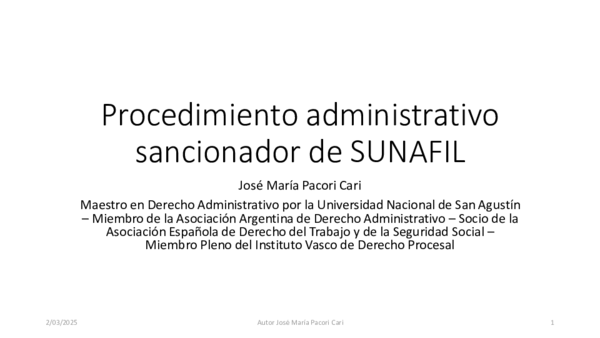 (PDF) PROCEDIMIENTO ADMINISTRATIVO SANCIONADOR DE SUNAFIL - DIAPOSITIVAS - AUTOR JOSÉ MARÍA ...