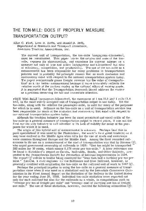 (PDF) The Ton-Mile: Does It Properly Measure Transportation Output?