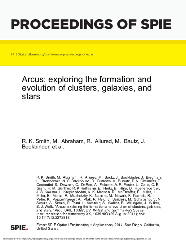 (PDF) Arcus: exploring the formation and evolution of clusters, galaxies, and stars