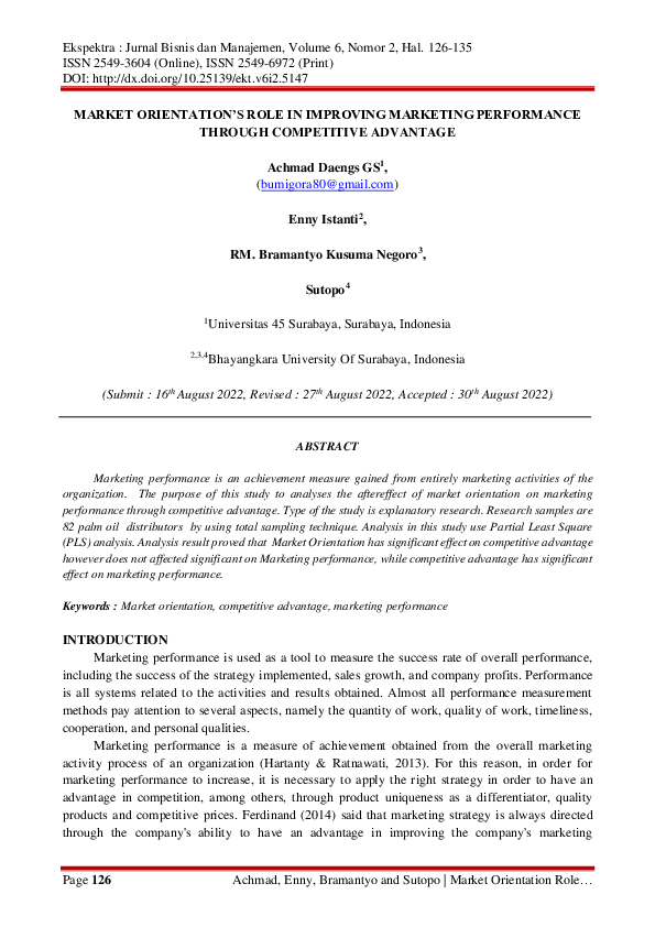 (PDF) Market Orientation’s Role in Improving Marketing Performance ...