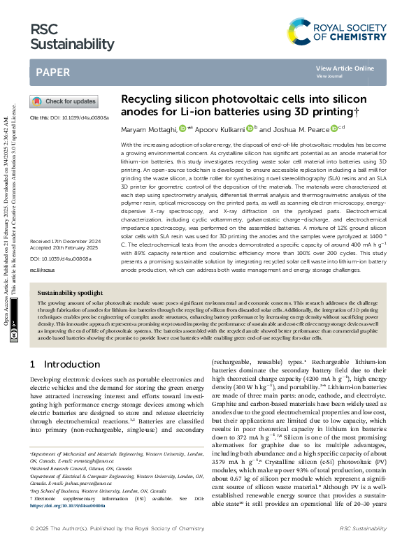 (PDF) Recycling silicon photovoltaic cells into silicon anodes for Li ...