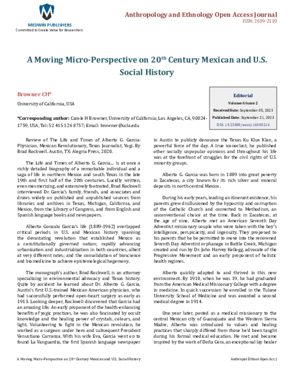 (PDF) A Moving Micro-Perspective on 20th Century Mexican and U.S ...