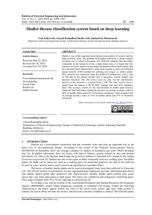 (PDF) Shallot disease classification system based on deep learning