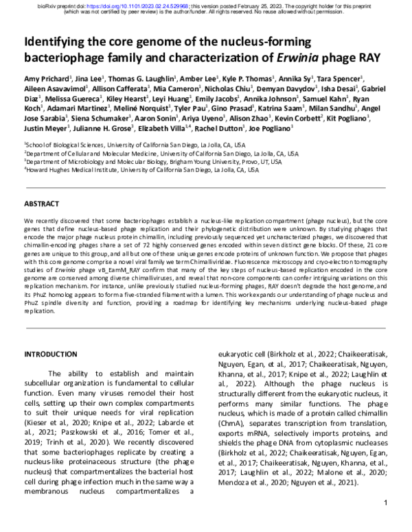 (PDF) Identifying the core genome of the nucleus-forming bacteriophage ...