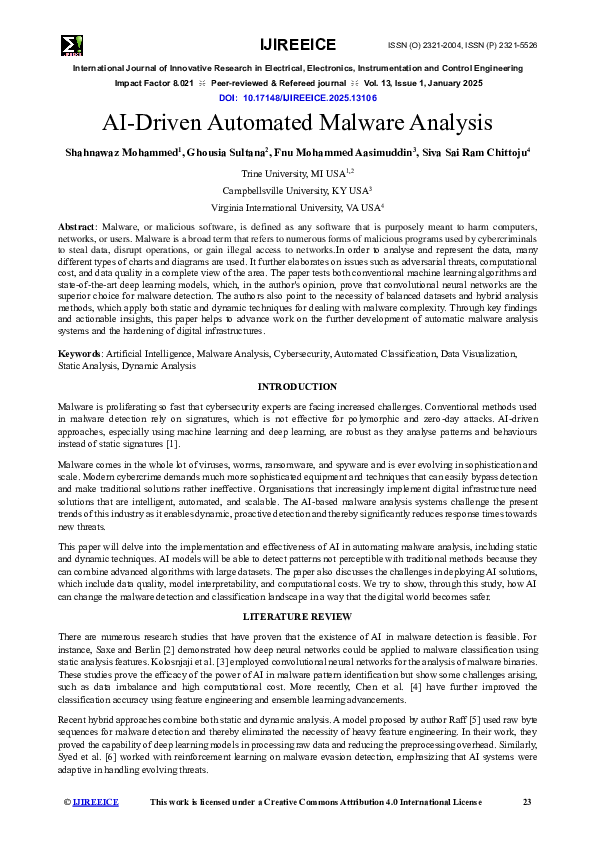(PDF) AI-Driven Automated Malware Analysis
