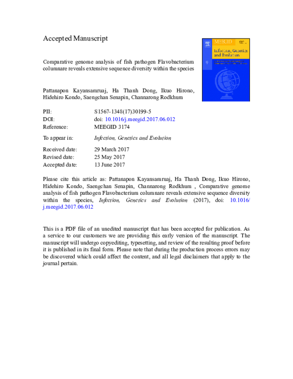 (PDF) Comparative genome analysis of fish pathogen Flavobacterium ...