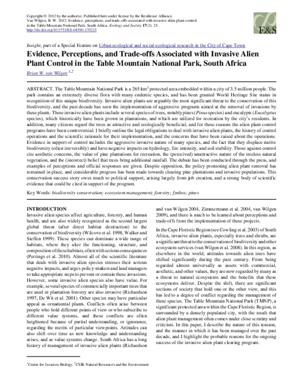 (PDF) Evidence, Perceptions, and Trade-offs Associated with Invasive ...
