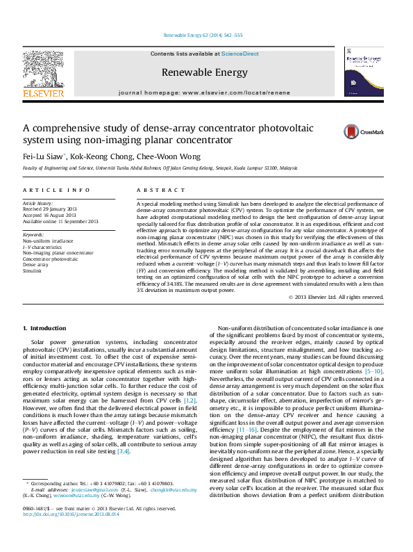 (PDF) A comprehensive study of dense-array concentrator photovoltaic ...