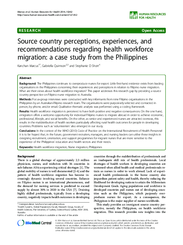(PDF) Source country perceptions, experiences, and recommendations regarding health workforce ...
