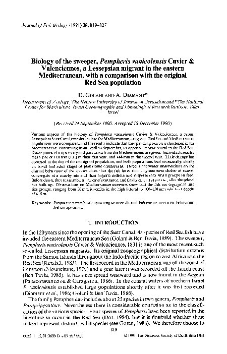 (PDF) Biology of the sweeper, Pempheris vanicolensis Cuvier ...
