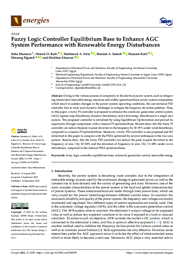 (PDF) Fuzzy Logic Controller Equilibrium Base to Enhance AGC System ...