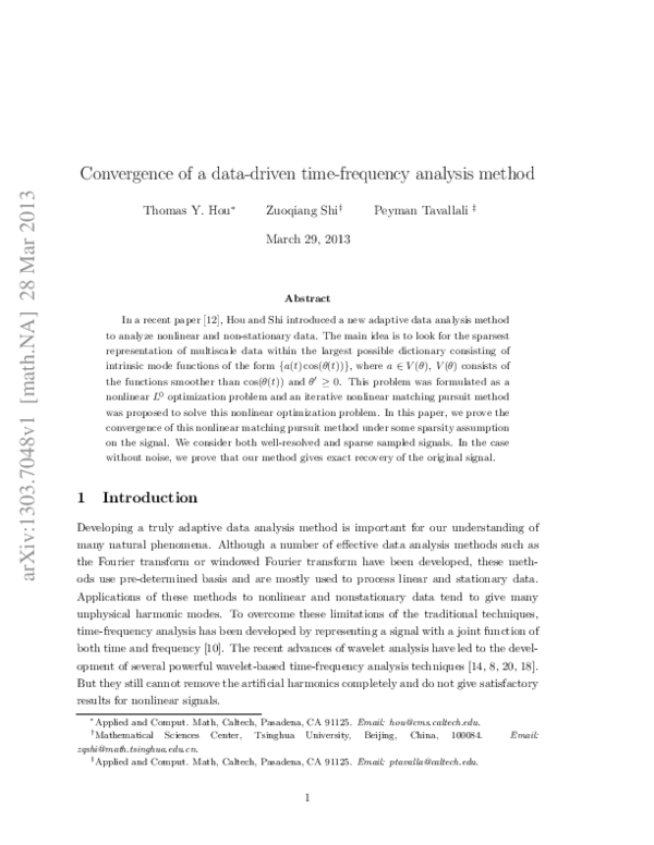 (PDF) Convergence of a data-driven time–frequency analysis method