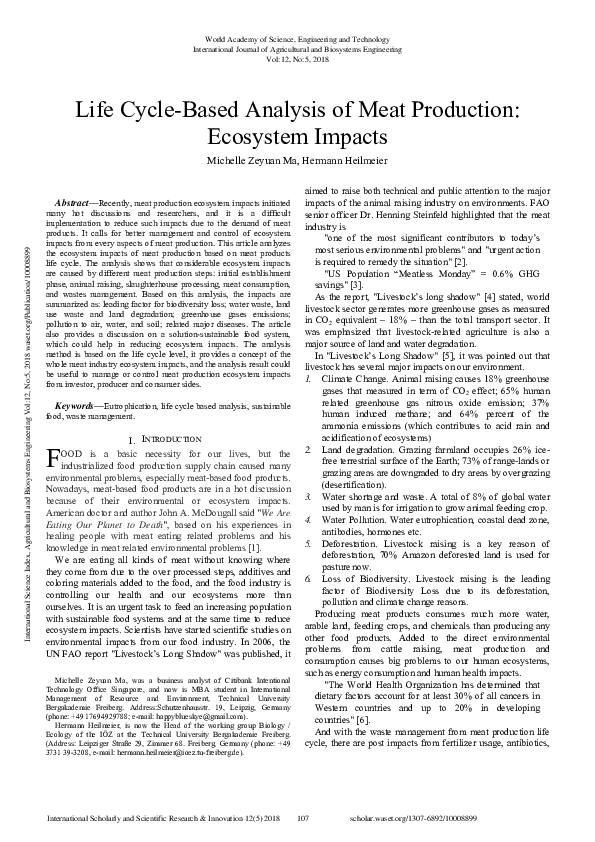 (PDF) Life Cycle-Based Analysis of Meat Production: Ecosystem Impacts